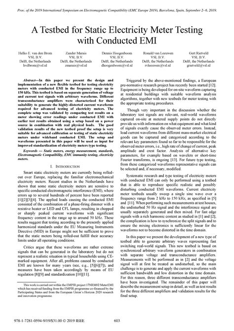 A Testbed For Static Electricity Meter Testing With Conducted Emi Van