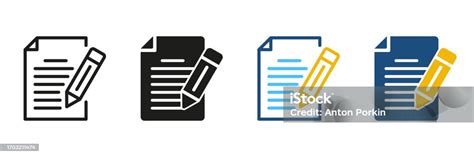 펜 라인과 실루엣 아이콘 세트가 있는 문서입니다 비즈니스 계약 기호 컬렉션입니다 파일 페이지 검정 및 컬러 픽토그램 신청서에