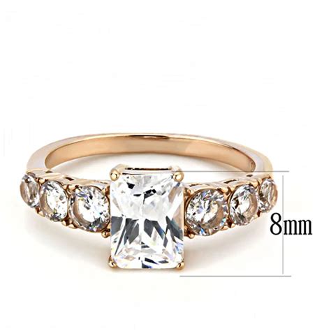 Ion Plated Rose Gold Square Cubic Zirconia Ring Formalwear Outlet