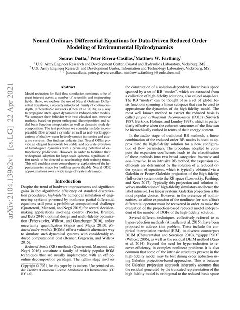 Pdf Neural Ordinary Differential Equations For Data Driven Reduced