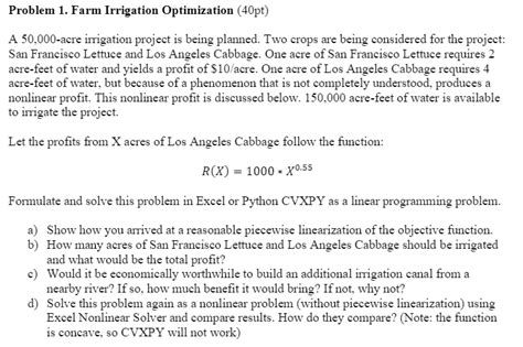 solved problem 1 farm irrigation optimization 40pt a