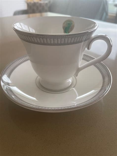 Brand New Set Of Dozen Waterford Carina Platinum Teacups And Saucers Ebay