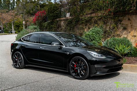Black Tesla Model 3 With Matte Black 20 Tss Flow Forged Wheels By T S