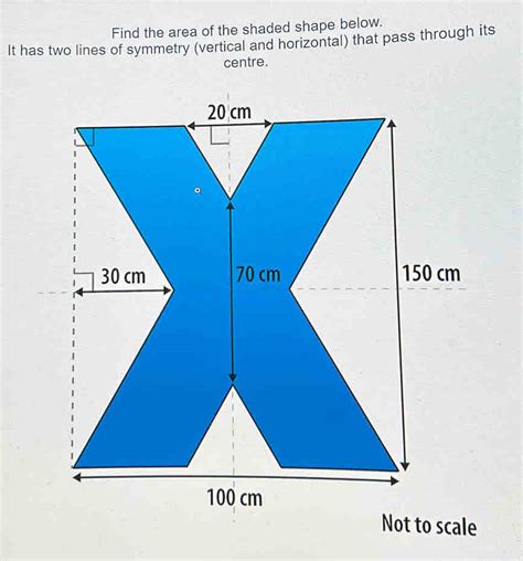 solved find the area of the shaded shape below it has two lines of