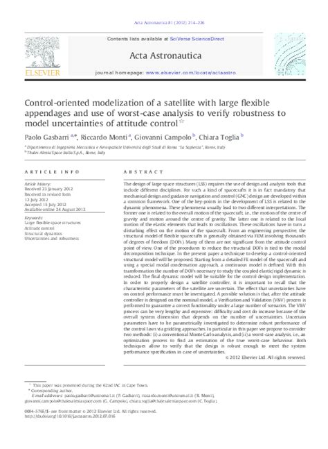 Pdf Control Oriented Modelization Of A Satellite With Large Flexible Appendages And Use Of