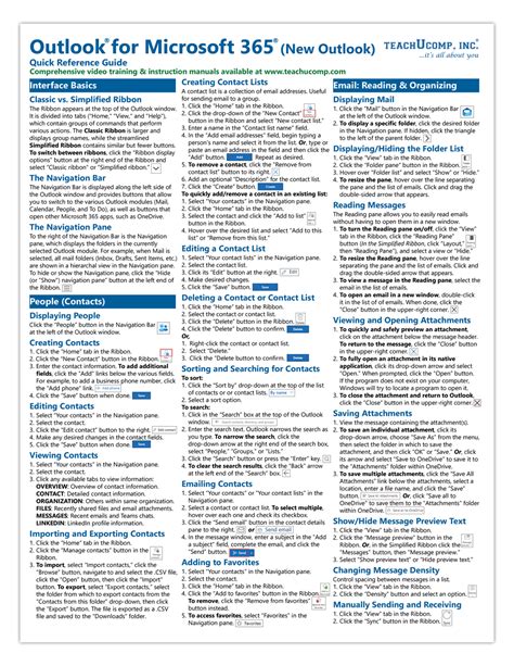 Outlook for Microsoft 365 (New Outlook) Introductory Quick Reference Guide – TeachUcomp, Inc.
