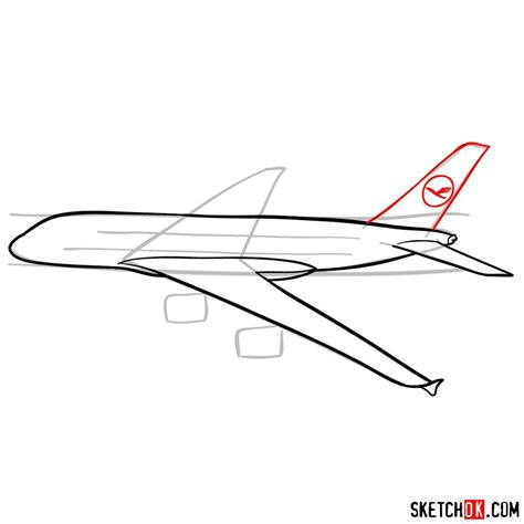 How To Draw Airbus A380 Lufthansa Side View Sketchok Easy Drawing