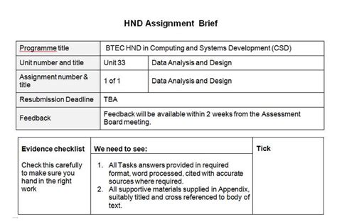 Unit 33 Data Analysis And Design Sample Assignment