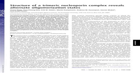 Pdf Structure Of A Trimeric Nucleoporin Complex Reveals Alternate