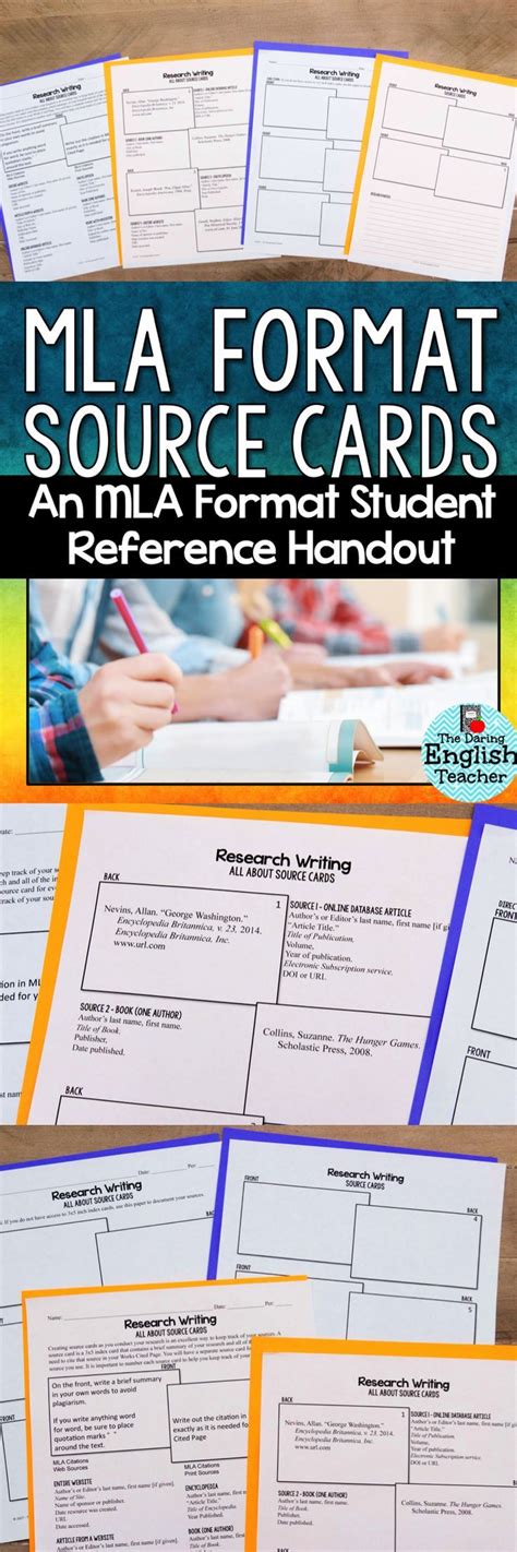 MLA Format Source Cards Reference Sheet And Graphic Organizer Graphic Organizers Research