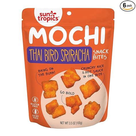 Sun Tropics Mochi Snack Bites Thai Bird Sriracha Flavor 35 Oz 6 Pac