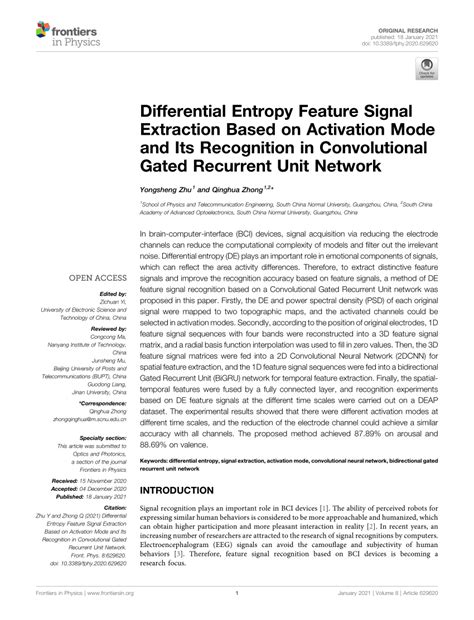 Pdf Differential Entropy Feature Signal Extraction Based On