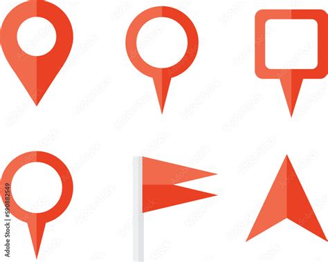 Red Location Pins Sign Set Of Marker Point On Map Place Location Pictogram Pointer Navigation