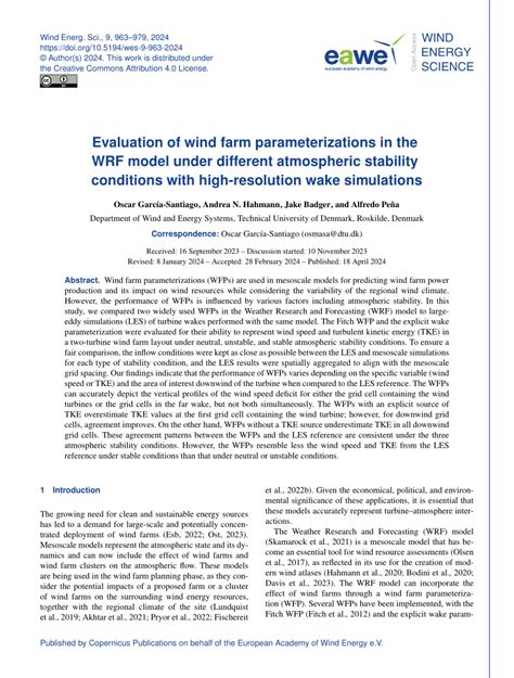 Pdf Evaluation Of Wind Farm Parameterizations In The Wrf Model Under Different Atmospheric