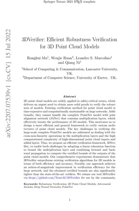 3dverifier Efficient Robustness Verification For 3d Point Cloud Models Deepai