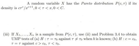 Solved A Random Variable X Has The Pareto Distribution Pc