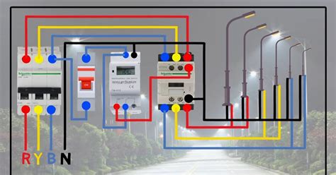 Street Light Connected With Digital Timer Switch And Contactor