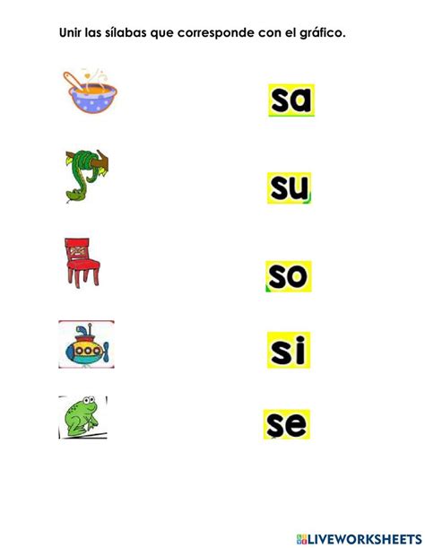 Sílabas Con Sa Se Si So Su Worksheet School Subjects Teachers