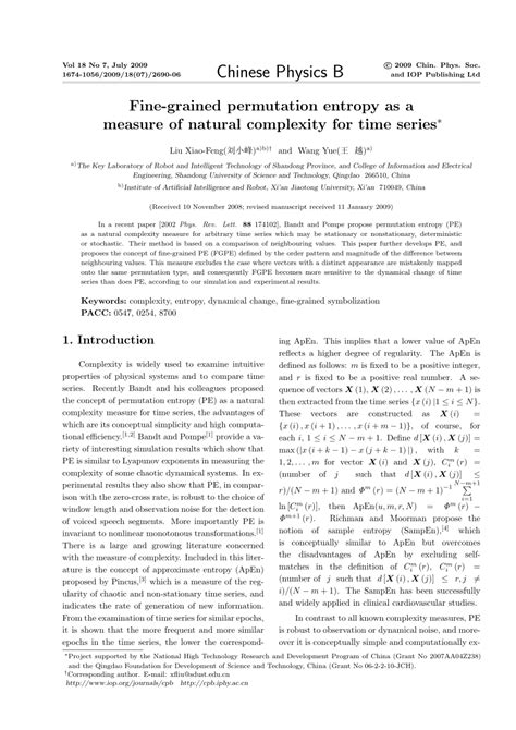Pdf Fine Grained Permutation Entropy As A Measure Of Natural Complexity For Time Series
