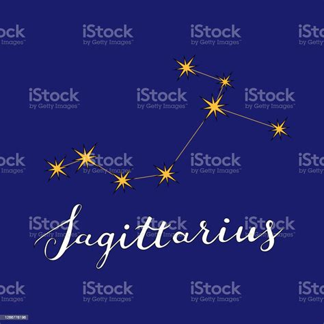 손 글자 점성술 점성술 벡터 일러스트레이션 어두운 파란색 배경에 고립 된 노란색 별과 선으로 만든 별자리 조디악 기호 0명에 대한 스톡 벡터 아트 및 기타 이미지 Istock