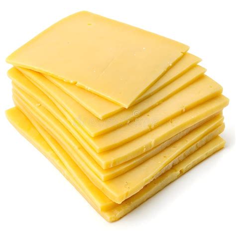 Stack Of Delicious Yellow Cheese Slices Isolated On White Background