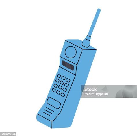 구식 휴대 전화 복고풍 통신 가제트 벡터 일러스트 레이 션 Brand Name Smart Phone에 대한 스톡 벡터 아트 및