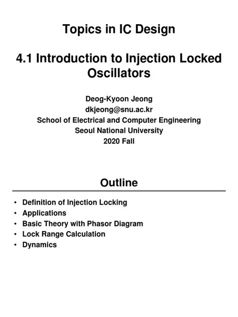 Lec 4 Injection Locked Oscillators Pdf Electronic Oscillator