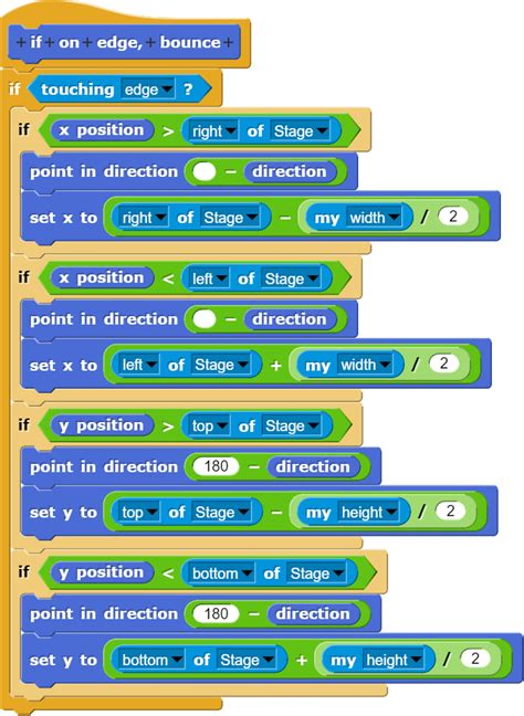 how does the code in the if on edge bounce block work advanced help