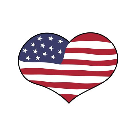Estados Unidos Bandera Corazón Forma Vector Garabatear Ilustración Símbolo De Unido Estados De