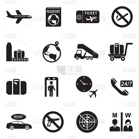 机场的图标。黑色的平面设计。矢量插图。素材 花瓣网