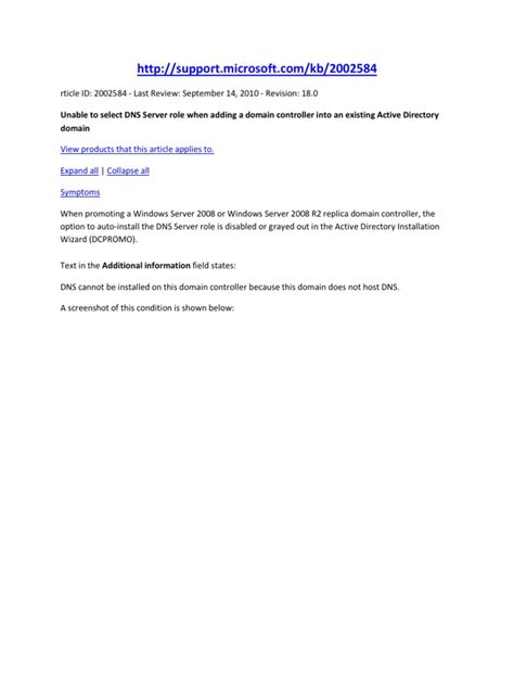 Unable To Select Dns Server Role When Promoting A Domain Controller Into An Existing Active