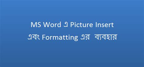 MS Word এ Picture Insert এব Formatting এর বযবহর কভব কম