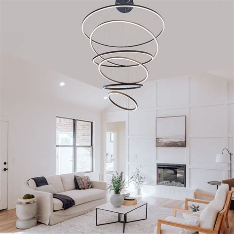 Circle Light Down 6 Tier Led Pendant 150120100806045 Black Warm