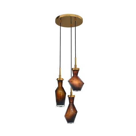 Aandb Home Bundle Of 6 Trevor 14 X 91 3 Light Brown Hue Glass Pendant