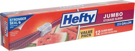 Hefty Slider Jumbo Storage Bags 25 Gallon Size 12 Count Amazonca