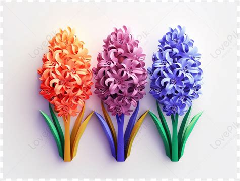 다른 색상의 세 종이 접기 꽃 Png 일러스트 무료 다운로드 Lovepik