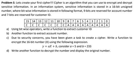 problem 5 lets create your first cipher cipher is