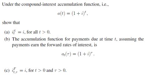 Solved Under The Compound Interest Accumulation Function
