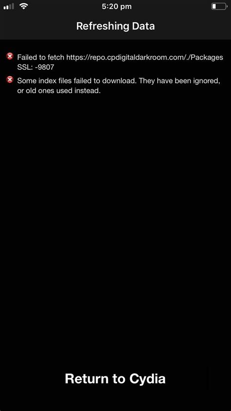 [question]has anyone got an ssl error within cydia when refreshing repo