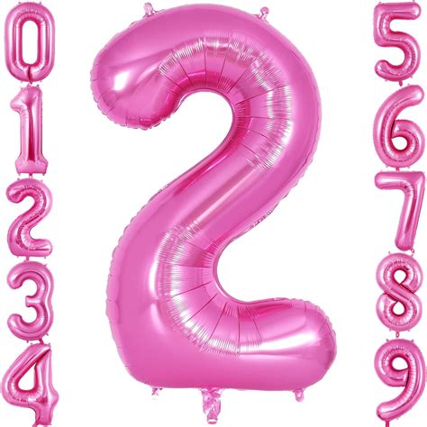 Pink Number 2 Balloon 40 Inch Big Large Foil Helium Hot