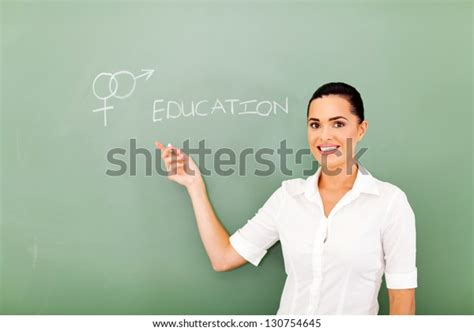 Female Teacher Pointing Sex Education Written Stock Photo Shutterstock
