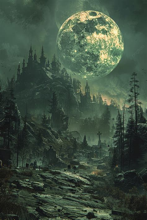 보름달이 뜨는 할로윈 묘지와 묘지 배경 배경 화면 및 일러스트 무료 다운로드 Pngtree
