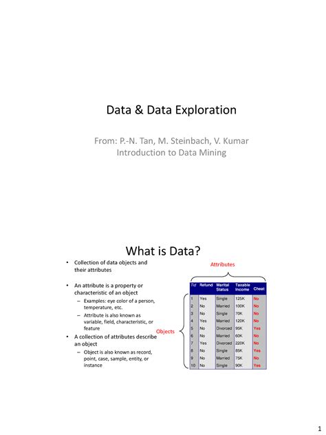 Chapter 2 Lecture 2 Haha 1 Data And Data Exploration From P N Tan M Steinbach V Kumar
