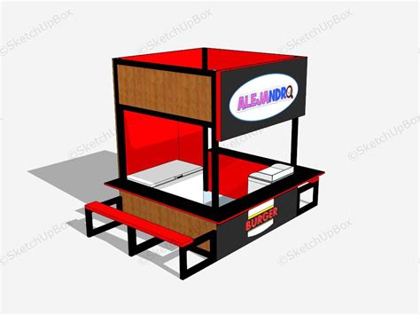 Indoor Food Kiosk Stand Sketchup 3d Model Skp File Download Sketchupbox