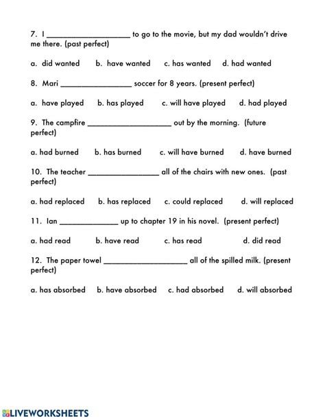 Perfect Tense Verbs Worksheet Worksheets Library