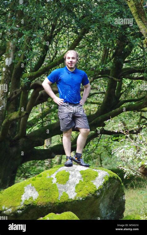 Young Man Wild Swimming At Sharrah Pool On The River Dart Holne Woods