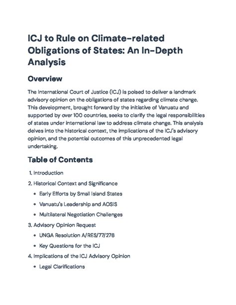 Icj Advisory Opinion On Climate Obligations Vanuatus Initiative