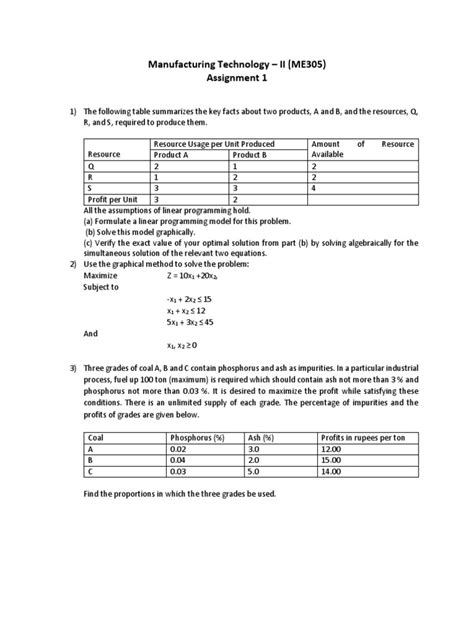 Assignment 1 1 Pdf Linear Programming Warehouse