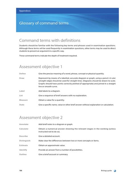 Glossary Of Ib Biology Command Terms Pdf Hypothesis Deductive