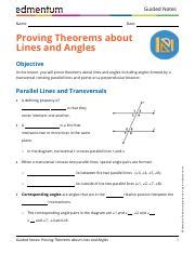 Proving Theorems On Lines And Angles A Study Guide Course Hero
